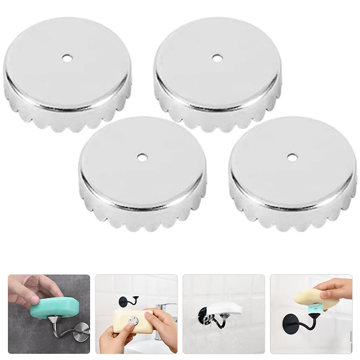 Ipetboom Shower Soap Holder Bath Accessories Magnetic Soap Holder Caps, 4pcs Soap Holder Caps Replacement Bar Soap Holder Caps Bar Soap Holder Cap for Shower Shower Soap Holder Bath Accessories