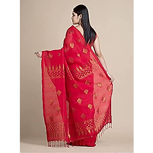 Women's Handloom Linen Jamdani Saree Handwoven Soft Saree With Blouse Piece Traditional Sari Muslin Jamdani Saree For Wedding, Party, Anniversary, Ethnic Wear Gift For Her By OISHANISAREEGHOR.