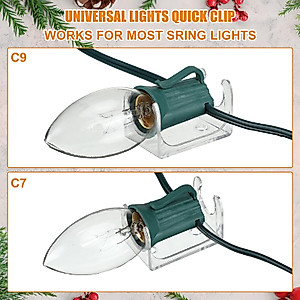 VIHOSE 100 Pcs Christmas Light Clips Clear Lighting Outlet Combo C Clips Waterproof Outside Gutter Clip Hooks Seasonal String Light Hooks for C9 or C7 Light Socket on Home Stair Christmas Decoration