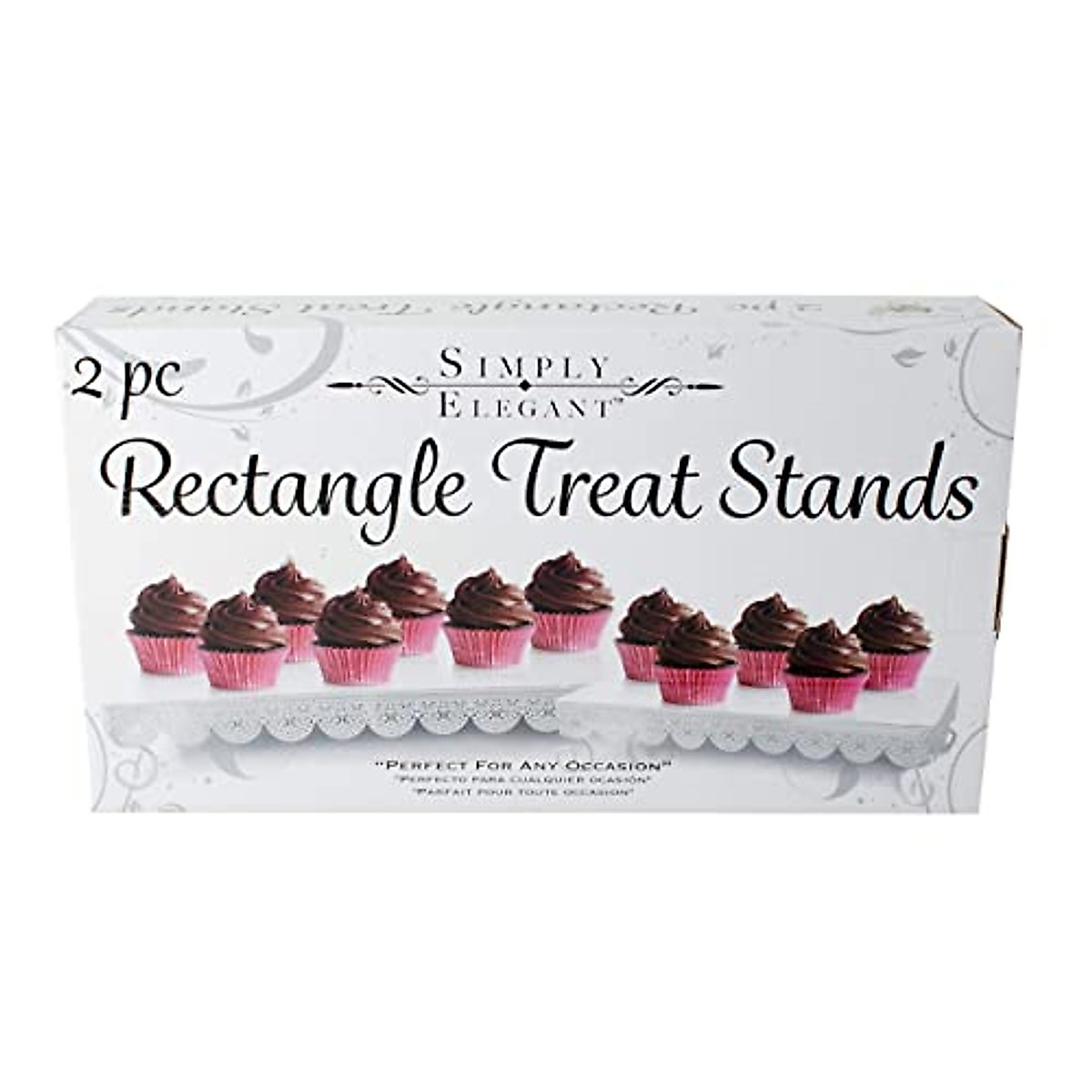 Dulcet Delights Metal Rectangle Eyelet Cake Stands with Lattice Borders – Cake stands for Birthdays, Weddings, Parties and Events - 14 ½"L x 6 ½”W x 3 ¼”H and 17 ½"L x 9 ½”W x 3 ¼”H – Set of 2 – White