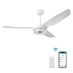 TRIFECTÉ 56 Inch Indoor Ceiling Fan with Light and Remote, Smart Ceiling Fan Compatible with App/Alexa/Google/Siri, Low Profile Ceiling Fan with 10-Speed Reversible Quiet DC Motor, ETL Listed (White)