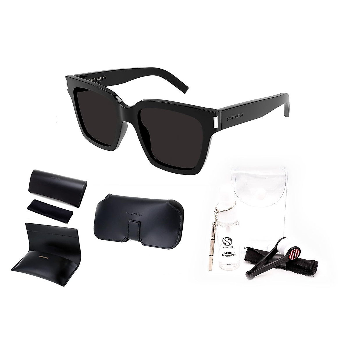 SAINT LAURENT SL 507 rectangular shape Sunglasses + Bundle with eSHADES Luxury Eyewear Kit