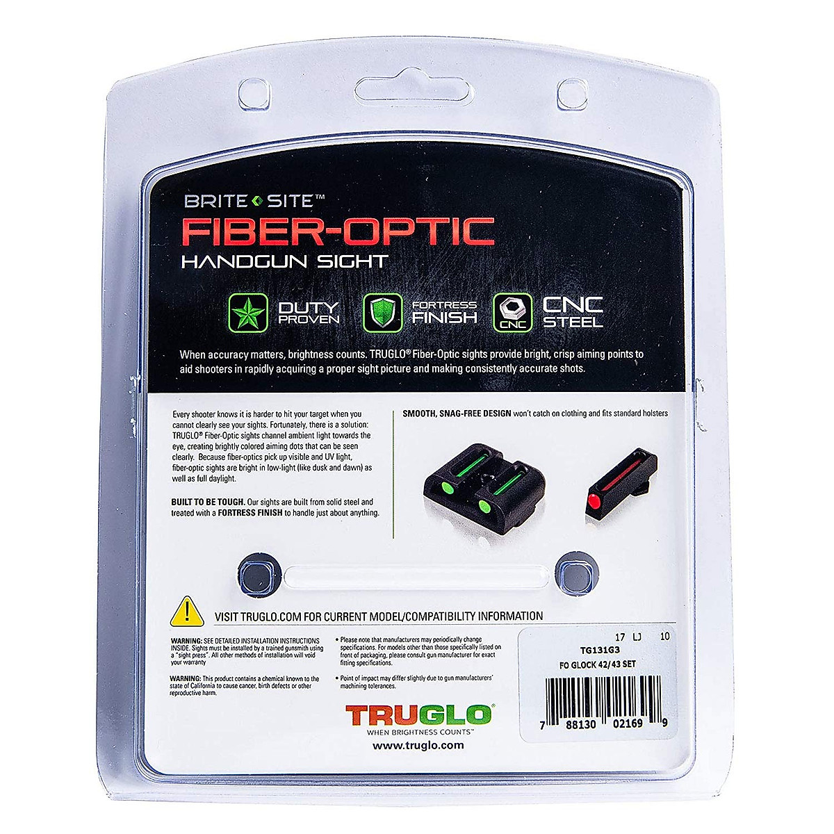 TruGlo Fiber Optic Handgun Pistol Laser Sight Accessories Fits Most Smith and Wesson M&P, SD9 and SD40 Models, with TRIDOT Aiming System