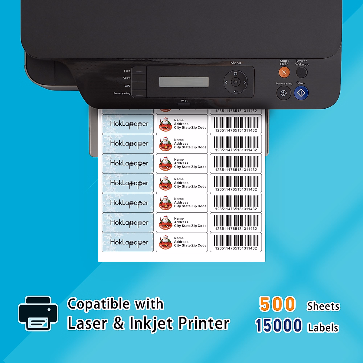 HokLapaper 1" x 2-5/8" Mailing Address Labels,15,000 Sticker Labels(500 Sheets),White Blank Labels for Laser/Inkjet Printer,Permanent Adhesive FBA Labels