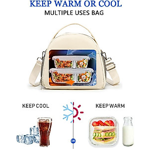 NOL Natural Organic Lifestyle Lunch Bag Insulated Cooler Bag for Women Nylon Waterproof Lightweight Lunch Box Organiser (Cream)