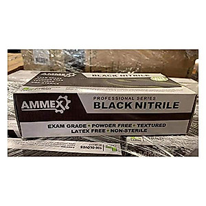 Ammex ABNPF46100 (2 Pack) Black Nitrile Glove, Medical Exam, Latex Free, Disposable, Powder Free, Size Large