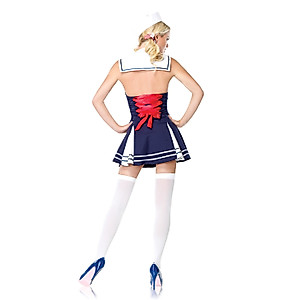 2Pc Sailor, Dress With Pleated Skirt Includes Sailor Hat (Navy/White;Medium)