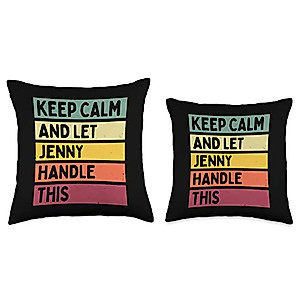 Personalized Gift Ideas Jenny Keep Calm and Let Jenny Handle This Funny Quote Retro Throw Pillow, 18x18, Multicolor
