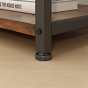 TigerDad Tall Nightstand with 2 Fabric Drawers, End Table with Storage Shelves, Bedside Table for Bedroom, Living Room, Small Space, Set of 2, Rustic Brown