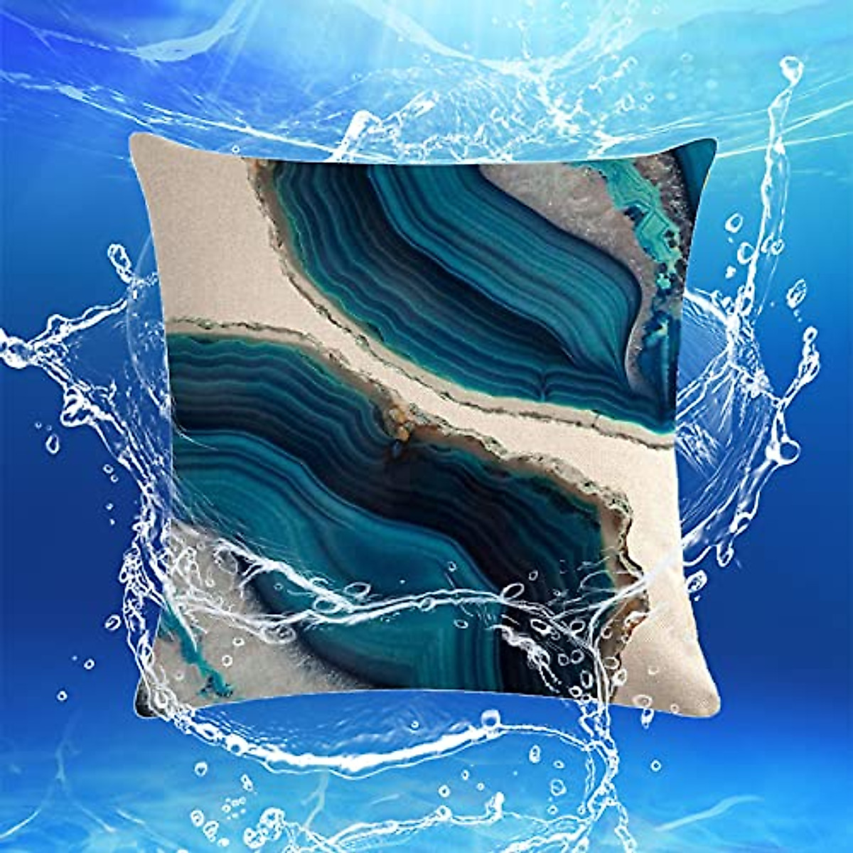 VIGVOG Outdoor Pillow Covers Waterproof 18 X 18 Inch,Decorative Blue Grey Throw Pillow Cases,Water Resistant Square Cushion Covers for Couch Sofa Patio Garden Furniture,Set of 4