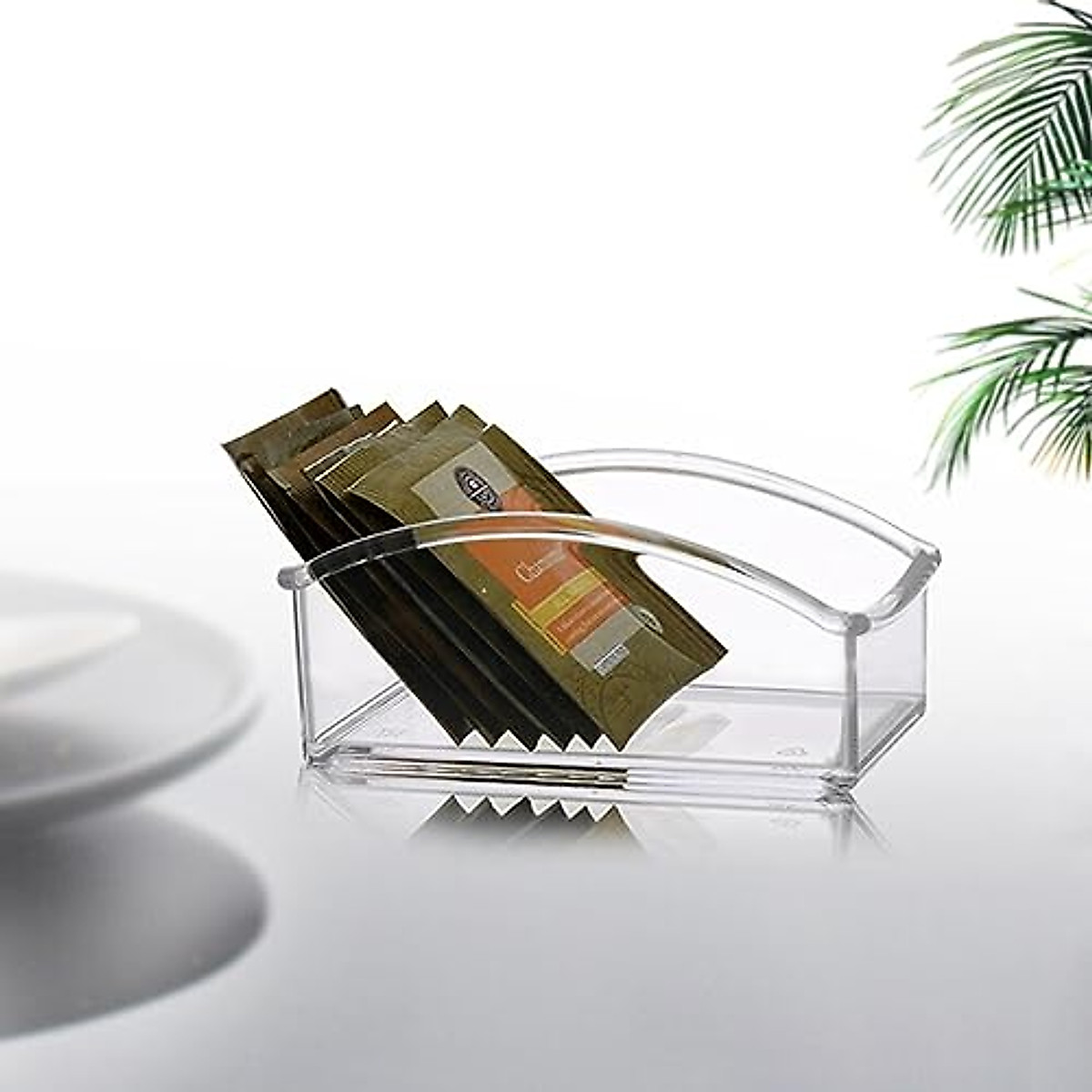 BESTonZON Tea Bag Organizer Acrylic Tea Bag Holder Clear Plastic Tea Box for Tea Bags Dispenser Office Supplies Crafts and Small Items