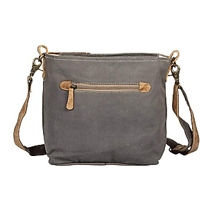 USA Stamp Upcycled Canvas and Hair-On Cowhide Leather Crossbody Bag