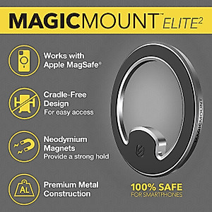 Scosche MagicMount MEMSD-SP Elite2 Magnetic Dashboard Mount for Magsafe Mobile Devices, Cell Phone Holder for Car Dash, 360° Adjustable Magnet Head, Compatible w/iPhone 15, 14, 13, 12 & MagSafe Case