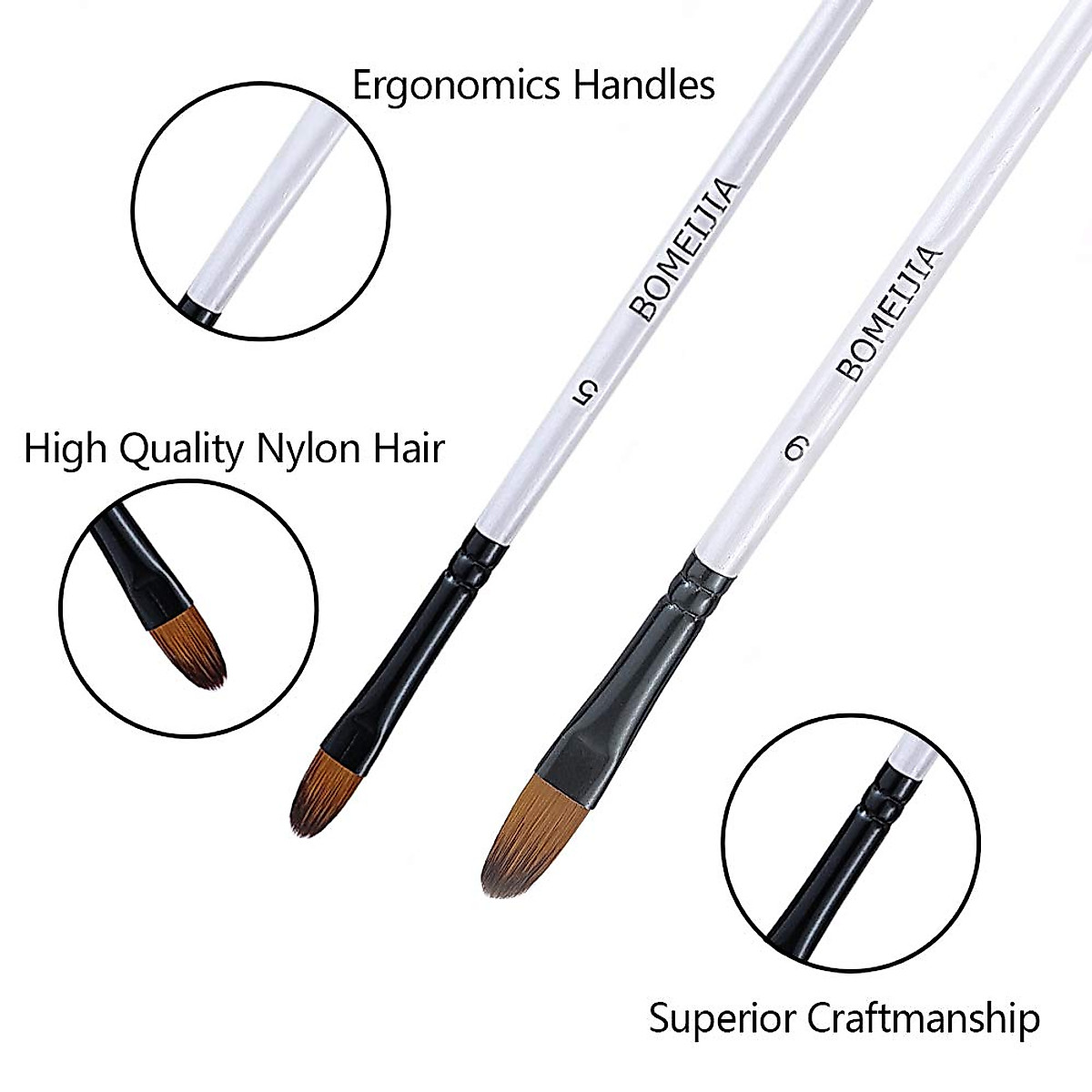 GETHPEN Filbert Paint Brushes Set, 12 PCS Artist Brush for Acrylic Oil Watercolor Gouache Artist Professional Painting Kits with Synthetic Nylon Tips