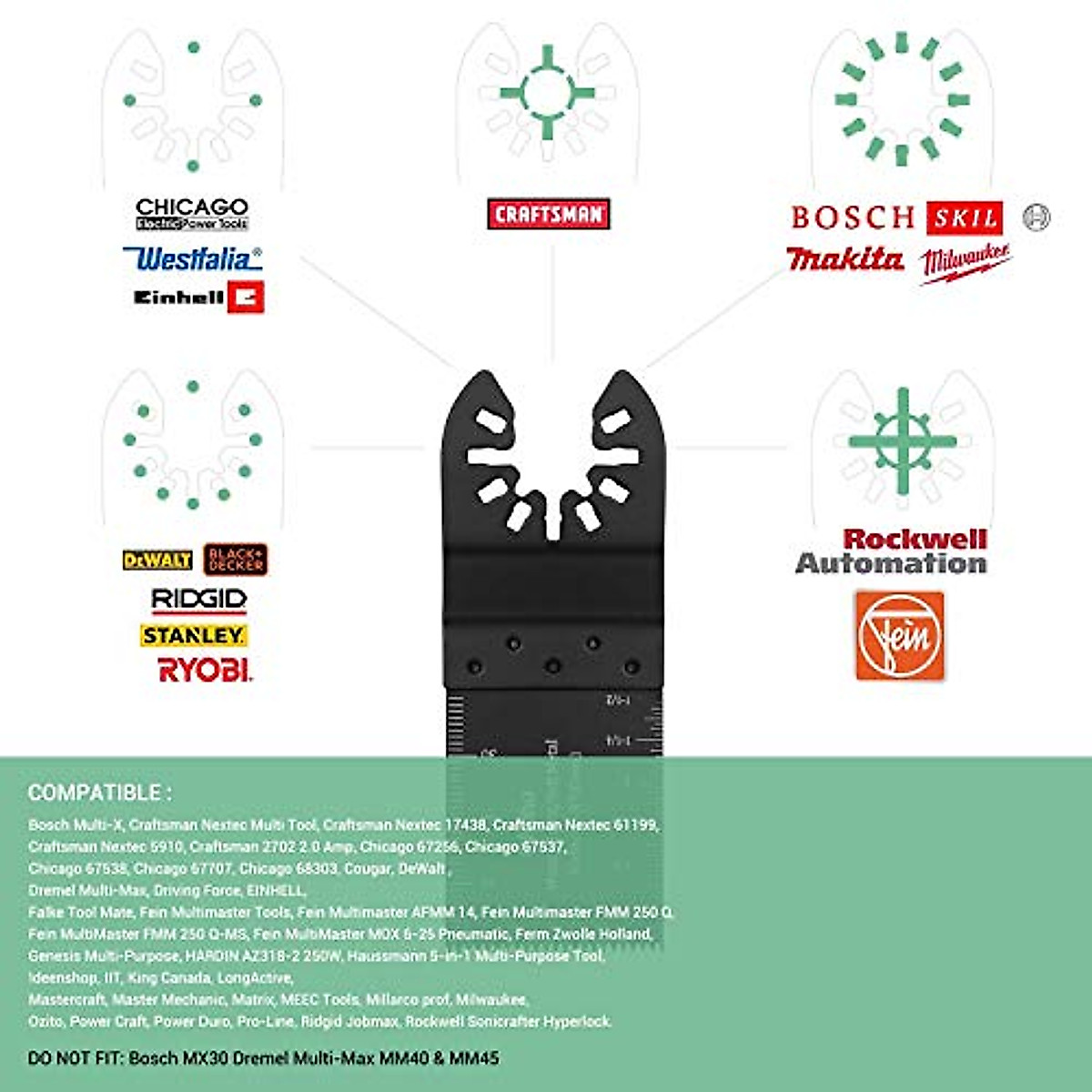 Ohuhu 28 PCS Oscillating Multitool Blades, Universal Oscillating Saw Blades for Wood Metal Plastic, Quick Release Multi Tool Blade Kit Fit Dewalt Milwaukee Multimaster Ryobi Makita Fein
