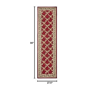 SAFAVIEH Lyndhurst Collection Runner Rug - 2'3" x 8', Red & Black, Traditional Floral Trellis Design, Non-Shedding & Easy Care, Ideal for High Traffic Areas in Living Room, Bedroom (LNH557-4090)