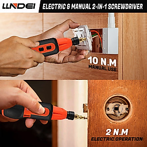 LLNDEI Electric Screwdriver Cordless 4V Electric Manual 2-in-1 Screwdriver Set, Includes Titanium-Plated Bits&Precision Screwdriver Bits&Bit Holder and Storage Box for Household&DIY&Gift for Men Women