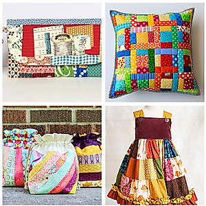 MSCFTFB 14 Pieces Assorted 7 Designs Square Fabric Bundles Sewing Square Patchwork Precut Fabric Scraps for DIY Quilting Applique Doll Dress Making (Red)