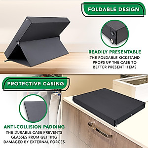 ProSource 18 Piece Sunglass Eyewear Eye Wear Display Tray Case Stand. Also Great for Watches and Jewelry, black