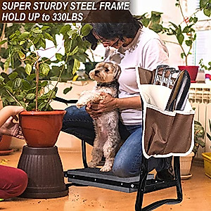 Aimerla Foldable Garden Kneeler Seat Heavy Duty {Soft Thick Kneeling Pad} Durable Garden Stool - 2 large Capacity Garden Tool Bags with Pockets - Portable Garden Bench for Indoor and Outdoor Gardening