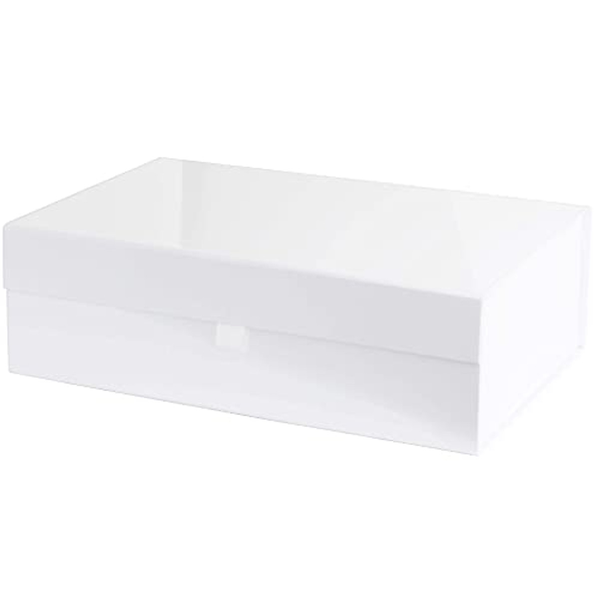 Purple Q Crafts White  Hard Gift Box With Magnetic Closure Lid 14x9x4 Rectangle Favor Boxes With White Glossy Finish (1 Box)