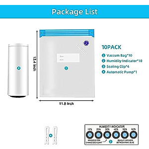 Domsanistor 3D Printer Filament Storage Bags Vacuum Kit,10Pcs Filament Vacuum Bags with Automatic Pump/Humidity Indicator Cards/Clips, Filament Bags Storage Spool Sealing for Keeping Filament Dry