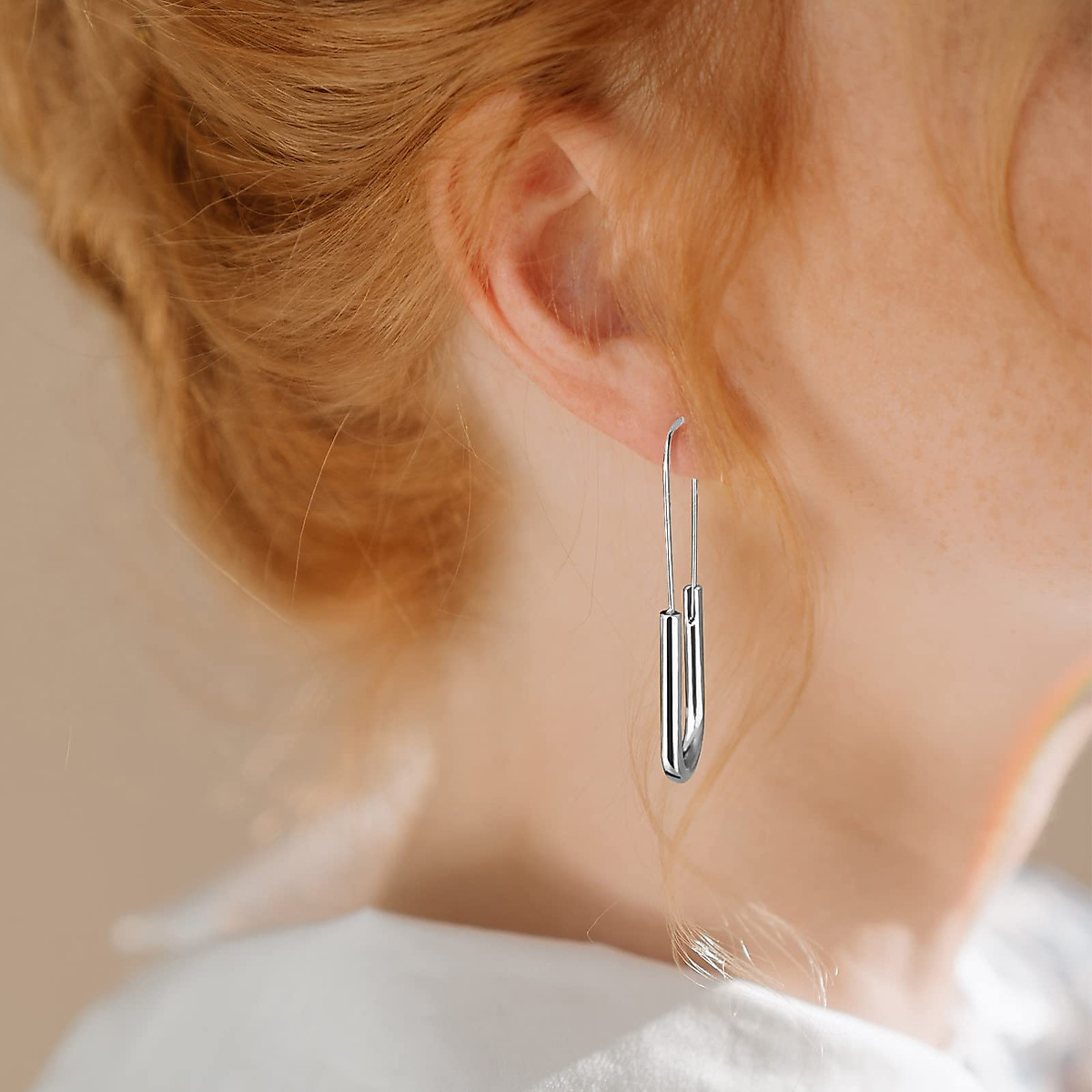 Pin Earrings Hoop: Minimalist Hypoallergenic Gold Plated Fashion Trendy Jewelry for Women