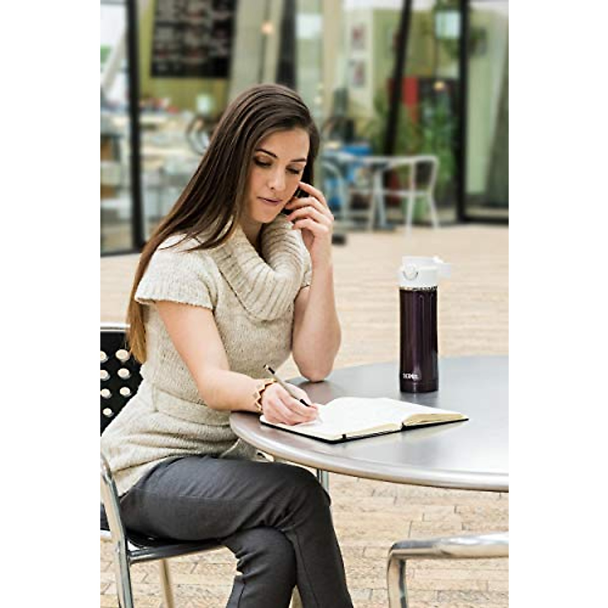 Thermos Sipp 16-Ounce Leak Proof Drink Bottle with Tea Infuser, Black, Stainless Steel