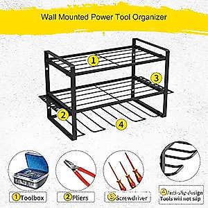 Power Tool Organizer Alloy Steel 50KG Load Bearing Electric Drill Garage Tool Wall Mounted Storage Shelf Rack