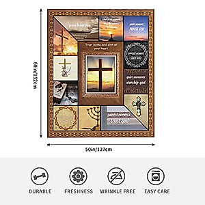 WISH TREE Christian Gifts for Women Scripture Throw Blanket Religious Spiritual Gifts with Bible Verse, Inspirational Thoughts and Healing Prayers Gift for Women Men 50"x60"(Collage)