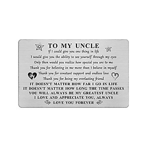 Yobent My Uncle Gifts for Men, Happy Uncle Birthday Card from Niece Nephew, Personalized Christmas Thank You Uncle Gift, I Love My Uncle Wallet Card