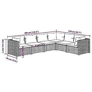 WHOPBXGAD 6 Piece Patio Lounge Set Deck Furniture,Gardens Patio Furniture,Designed for use on lawns, terraces, poolsides, patios and Gardens,with s Poly Rattan Black