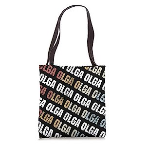 Vintage First Name Pattern Retro Forename Gift for Olga Tote Bag