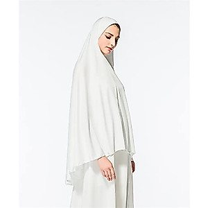 Qubanda Women Muslim Islam Headscarf Hijabs Muslim Headscarf Turban Jersey Hijabs Long Cape Hat, White, Large
