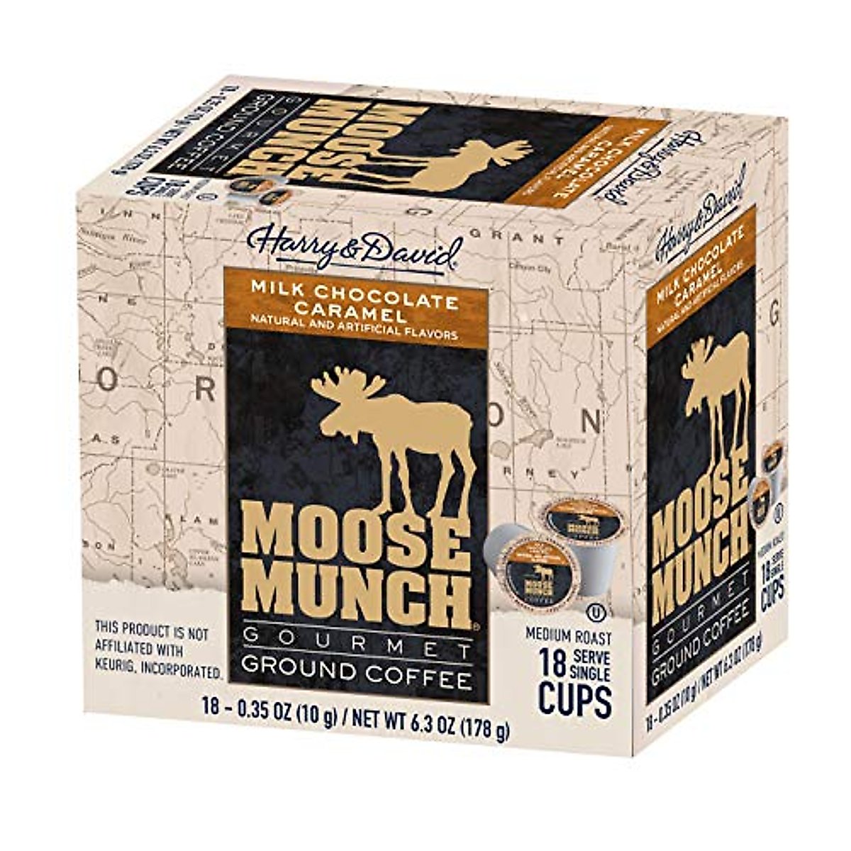 Moose Munch Single Serve Coffee by Harry & David, 4/18 ct boxes (72 Count) (Milk Chocolate Caramel)