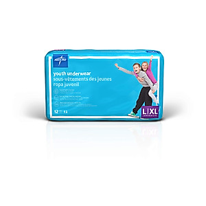 Medline Drytime Disposable Protective Youth Underwear, Large/XL, 12 Count (Pack of 4)