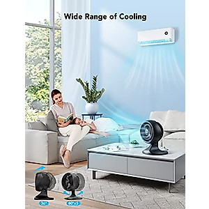 Govee Table Fan for Bedroom, 9" Desk Air Circulator Fan for Whole Room with Temperature Sensor H5100, 8 Speed Settings, 24H Timer, Auto Mode, 27dB Quiet Portable Turbo Force Table Fan for Home Office