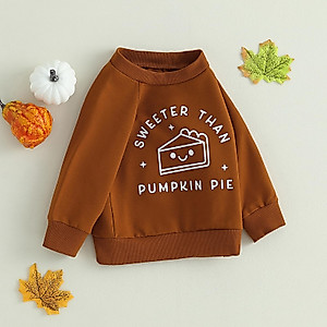 BULINGNA Toddler Baby Girl Boy Thanksgiving Sweatshirt Pumpkin Letters Print Long Sleeve Pullover Tops Fall Outfit (A, 18-24 Months)