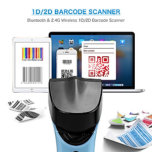 NETUM Bluetooth Wireless 2D Barcode Scanner Automatic, Hands Free Barcode Reader with Charging Cradle and Built-in Memory, Fast and Precise scanning, Transfers Up to 50 Meters - DS7500