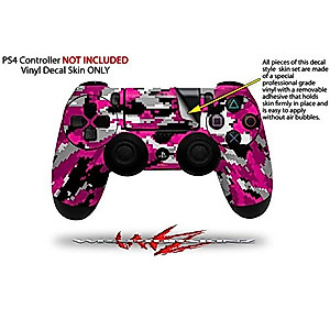 WraptorSkinz Skin Compatible with Sony PS4 Dualshock Controller PlayStation 4 Original Slim and Pro WraptorCamo Digital Camo Hot Pink (Controller NOT Included)