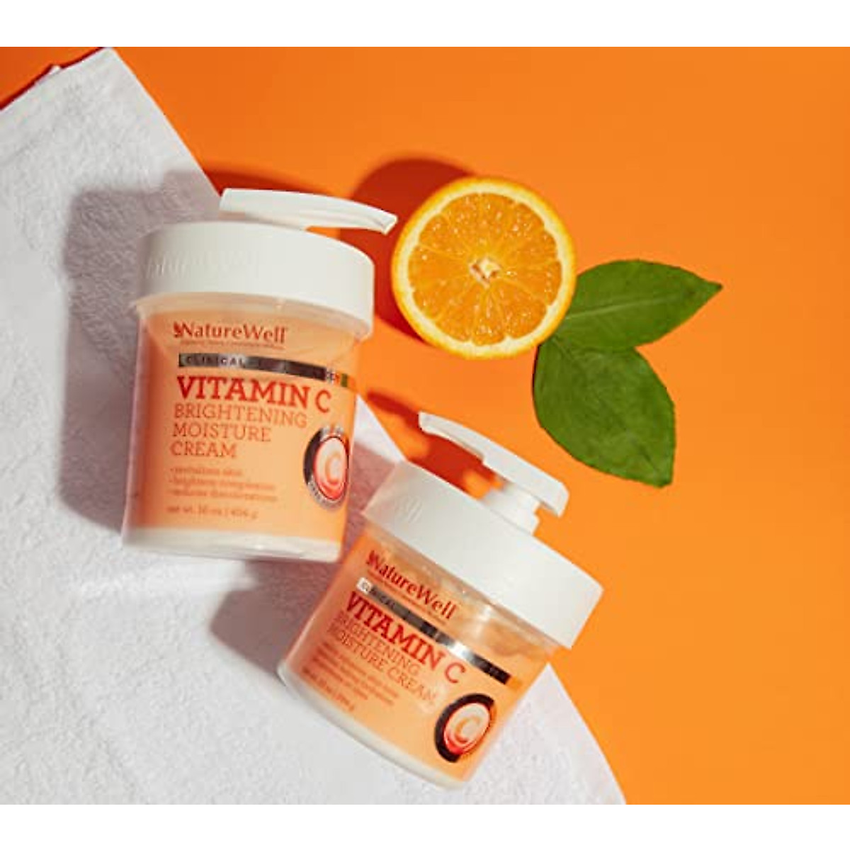 NATURE WELL Vitamin C Brightening Moisture Cream for Face, Body, & Hands, Visibly Enhances Skin Tone, Helps Improve Overall Texture & Provides Lasting Hydration (Vitamin C 1.0 2-Pack)