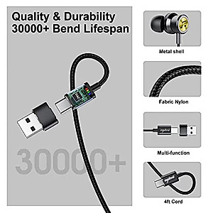 in Ear Earphones USB Type C Headphones for Laptop with Microphone, Magnetic Noise Canceling Headset Compatible for PC iPad Pro Samsung MacBook (Black2)