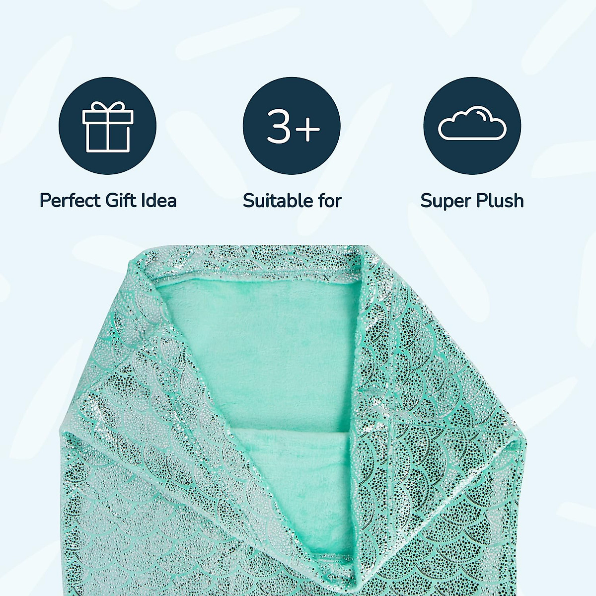 PixieCrush Mermaid Tail Blanket for Teenagers/Adults & Kids Thick, Plush Super Comfy Fleece Snuggle Blanket with Double Stitching, Keep Feet Warm (Small, Shiny Green)