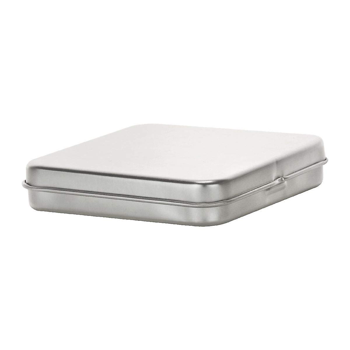 Magnakoys Square Silver Metal Hinged Tins 3.5 x 3.5 x .70 Inches Boxes for Candy Storage Geocaching (7-Pack)