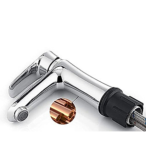 Faucet Hot and Cold Washbasin Pure Copper Net Lead Basin Mixer Washbasin Washbasin Single Hole Single Handle Net Lead Basin Faucet to Send Hose,Kitchen Sink Taps