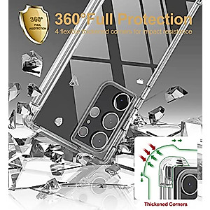 SURITCH for Samsung Galaxy S23 Ultra Clear Case 6.8" (Only), [Built-in Screen Protector] Full Body Protective Hard Shell+Soft TPU Phone Case for Samsung S23 Ultra -(Full Clear)