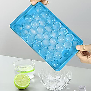 Ice Cube Tray,Round Ice Cube Trays for Freezer,Circle Ice Cube Mold Making 66 x 1.2in Big Ice Balls Maker,Sphere Ice Makers Ice Cube Balls for Cocktail Whiskey,Storage Meat fish (Blue)