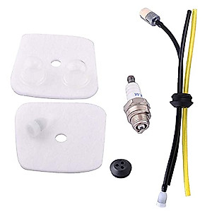 Poweka Replacement Parts for Mantis Tiller Cultivator 7222 7222E 7222M 7225 7230 7234 7240 7920 7924-3 Hole Grommet Fuel Line Vent Fuel Filter Spark Plug Primer Bulb Air Filter