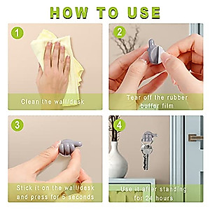 Smarthome 10pcs Silicone Wall Thumb Hooks, Self Adhesive Thumb Hook Cord Cable Holder, Creative Thumb Wall Key Toothbrush Earphone Hooks, Cable Clip Cord Holder (10)