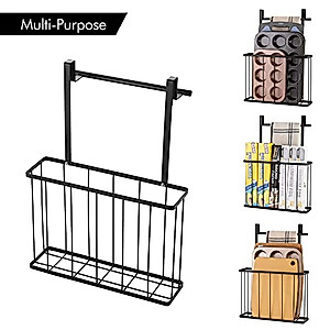 KES Cabinet Door Organizer with Towel Bar & Pots and Pans Organizer, Matte Black , KUR520-BK+KUR510-BK